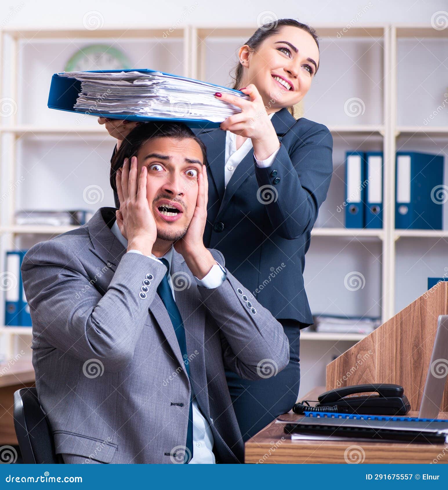 Two Employees Working in the Office Stock Image - Image of exhausted ...