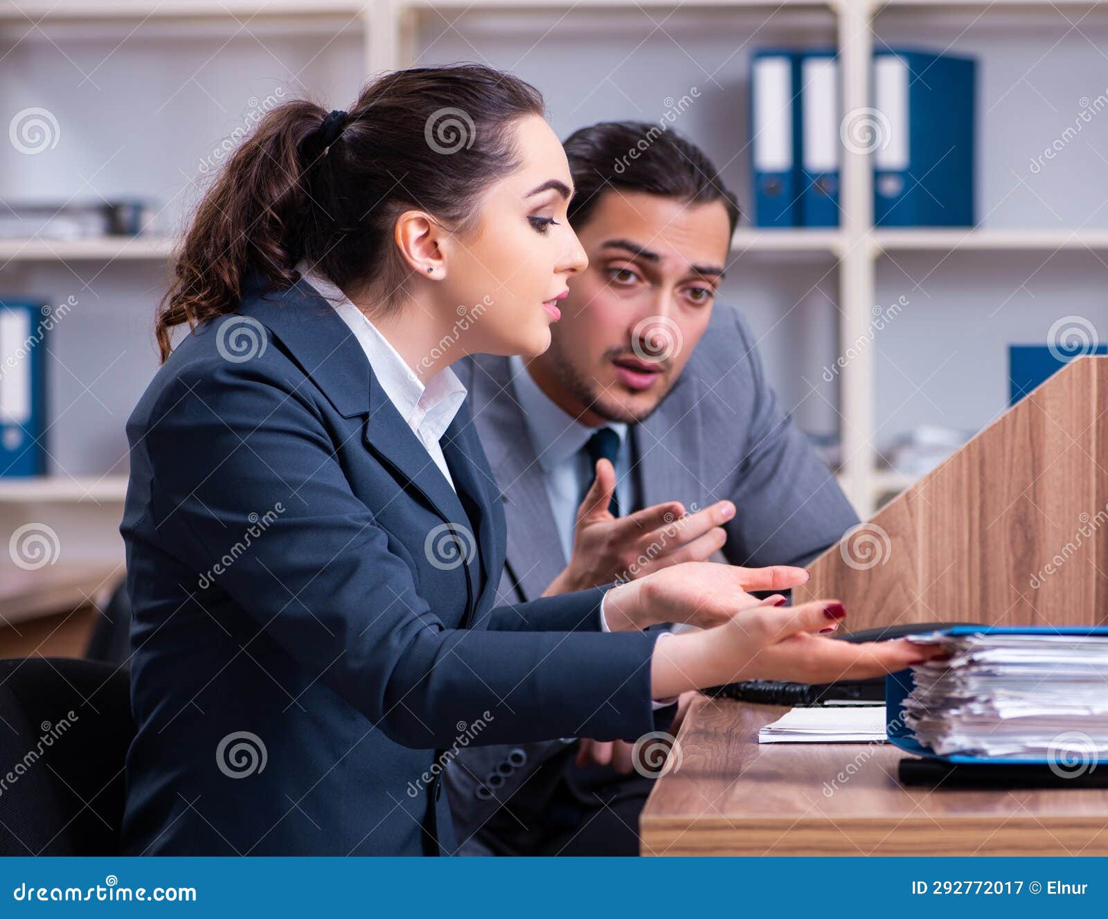 Two Employees Working in the Office Stock Image - Image of colleague ...
