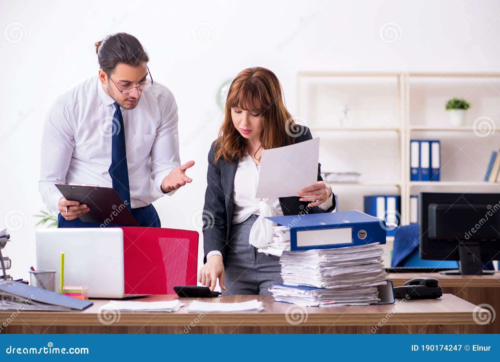 Two Employees Working in the Office Stock Image - Image of discussing ...