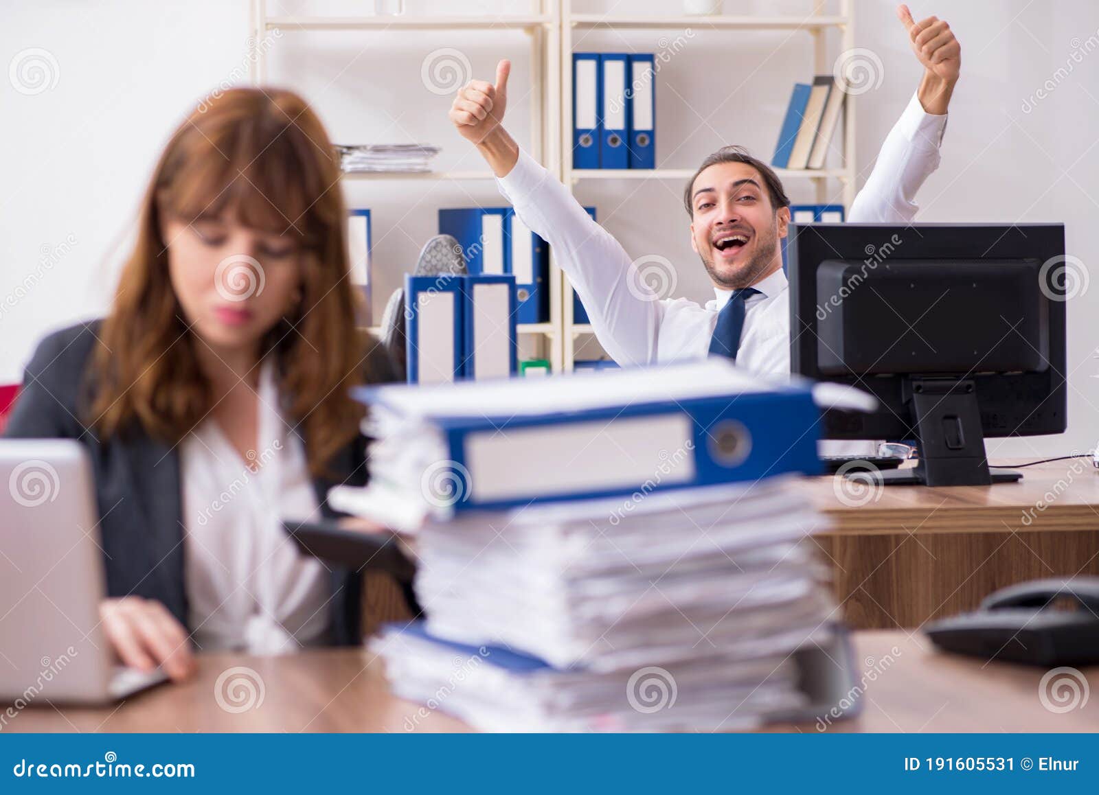 Two Employees Working in the Office Stock Image - Image of busy ...