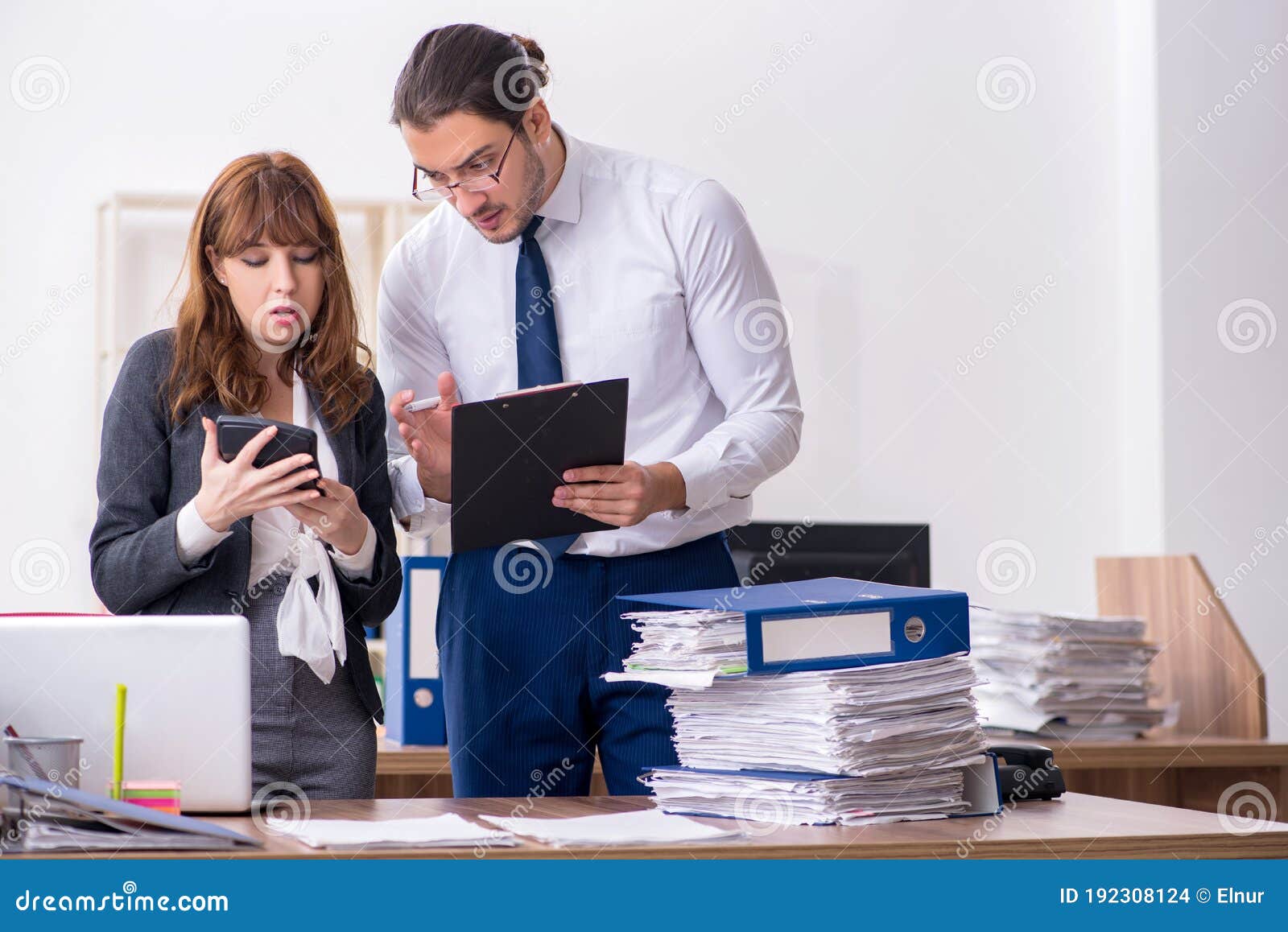 Two Employees Working in the Office Stock Photo - Image of auditing ...