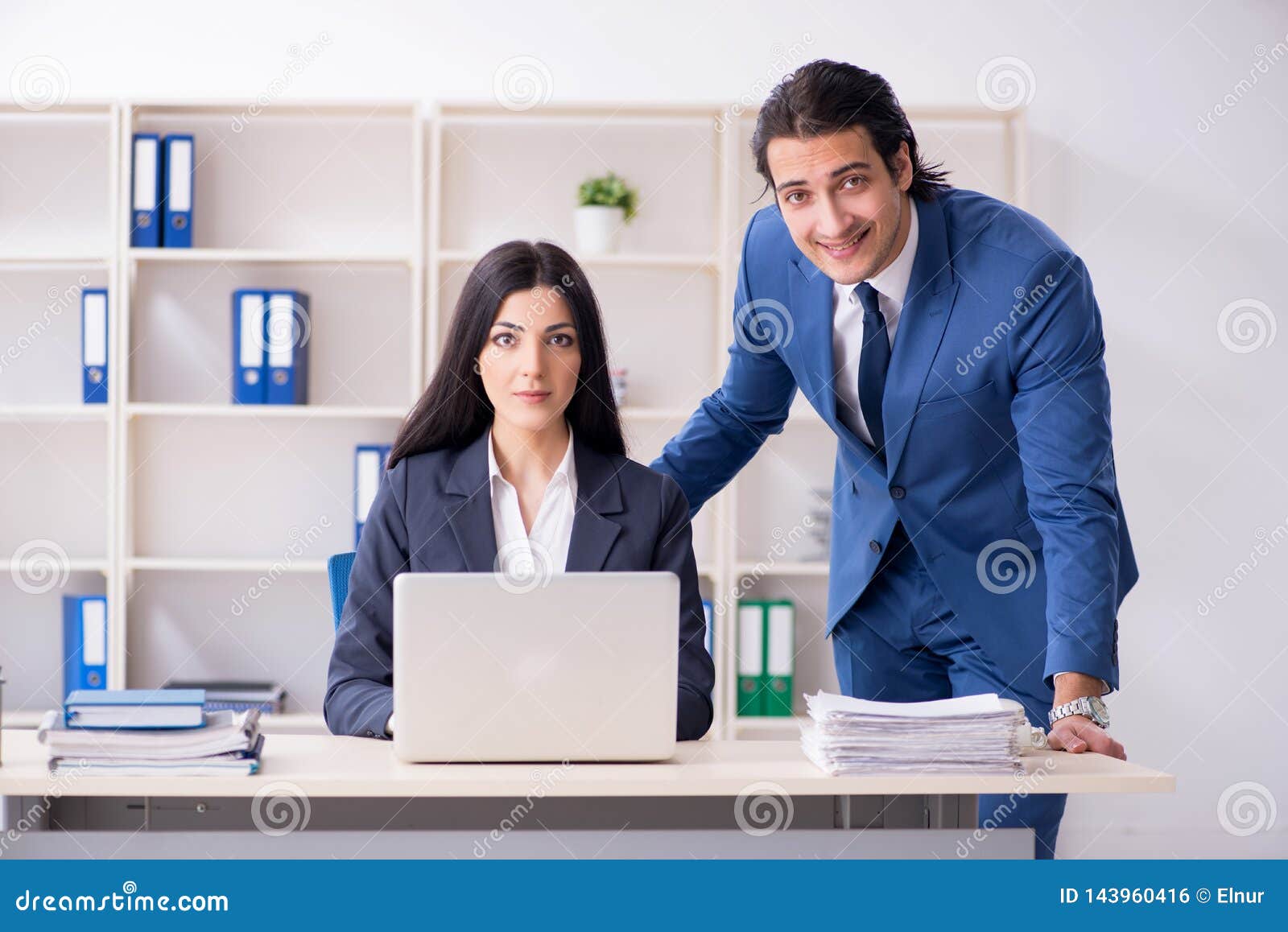 The Two Employees Working in the Office Stock Photo - Image of ...