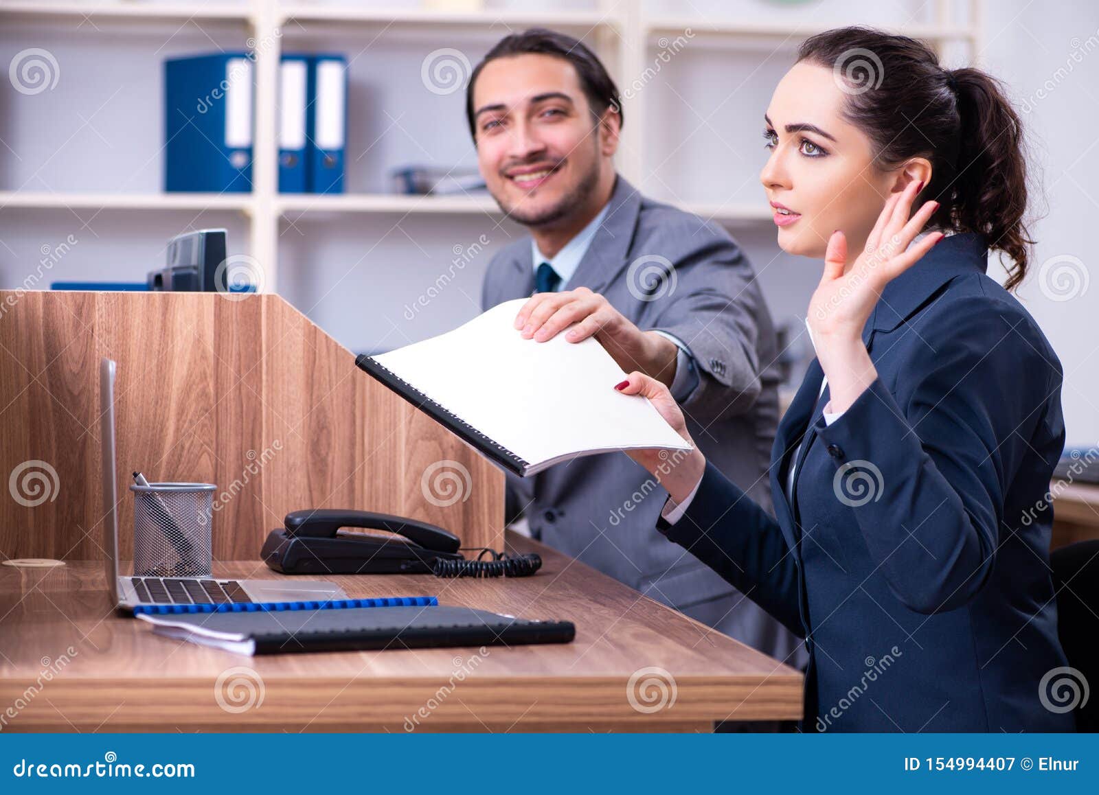 Two Employees Working in the Office Stock Image - Image of colleague ...
