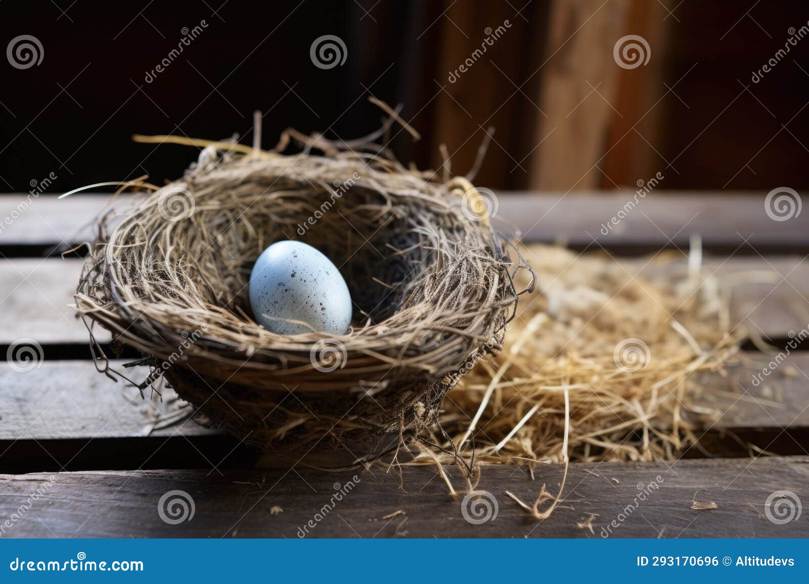 Two Empty Bird Nests, One Filled with Eggs Stock Illustration ...