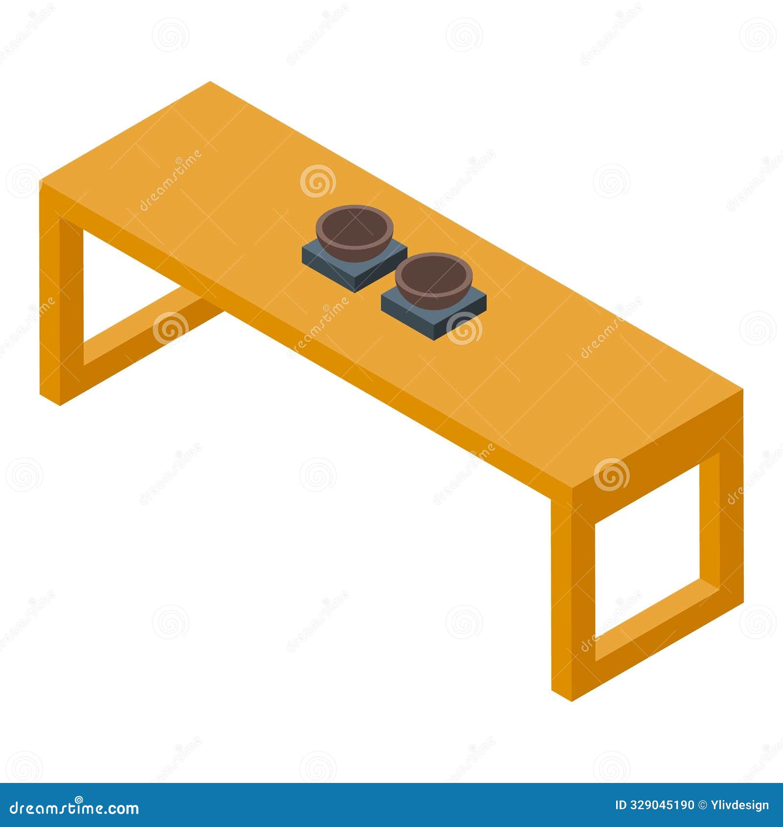Two Empty Bowls Sitting on Long Modern Table Stock Illustration ...