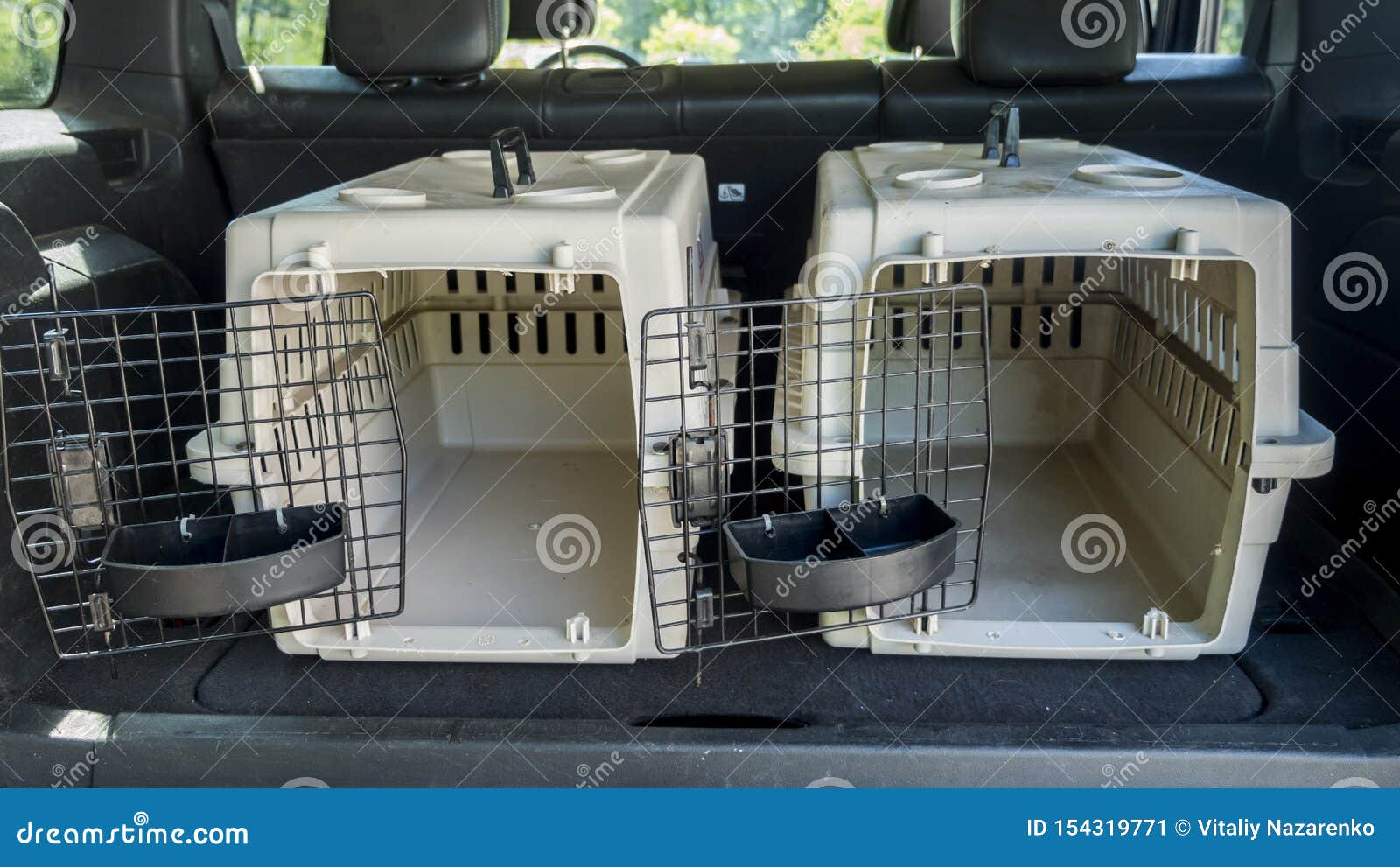 Two Empty Cages for the Transport of Animals in the Trunk of a Car ...