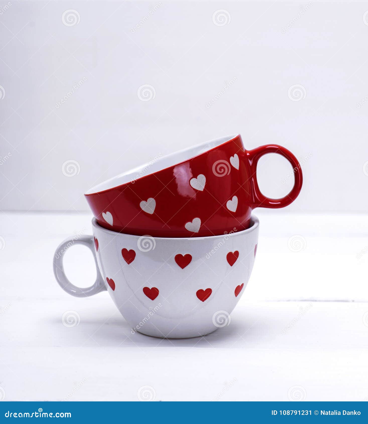 Two Empty Ceramic Mugs for Coffee Stock Image - Image of porcelain ...