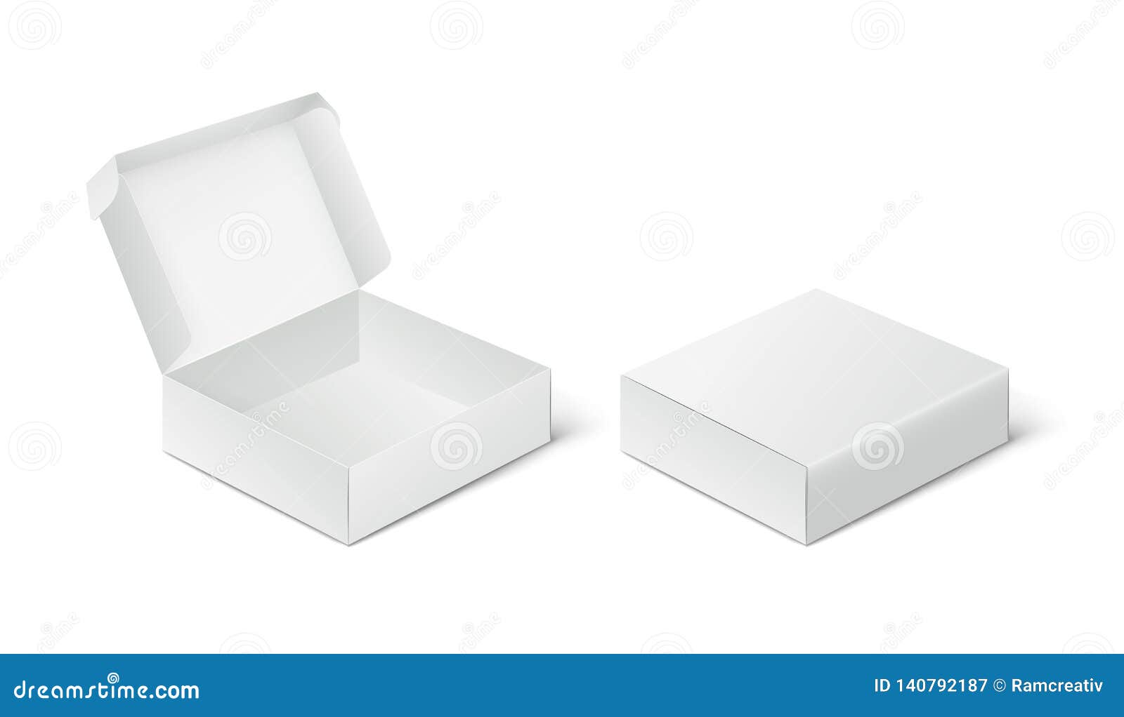 Two Empty Closed and Open Packing Boxes. Stock Vector - Illustration of ...