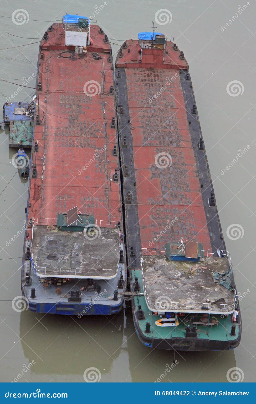 Two Empty Container Ships on River Yangtze in Chongqing Stock Photo ...