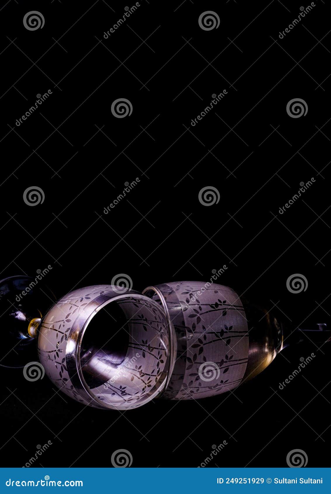 Two Empty Cups Set on Black Background Stock Image - Image of darkmood ...