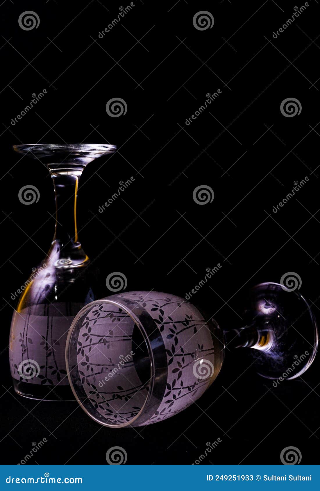 Two Empty Cups Set on Black Background Stock Image - Image of black ...