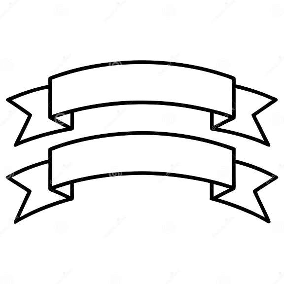 Two Empty, Curved Banners are Stacked Vertically, Each with Pointed ...