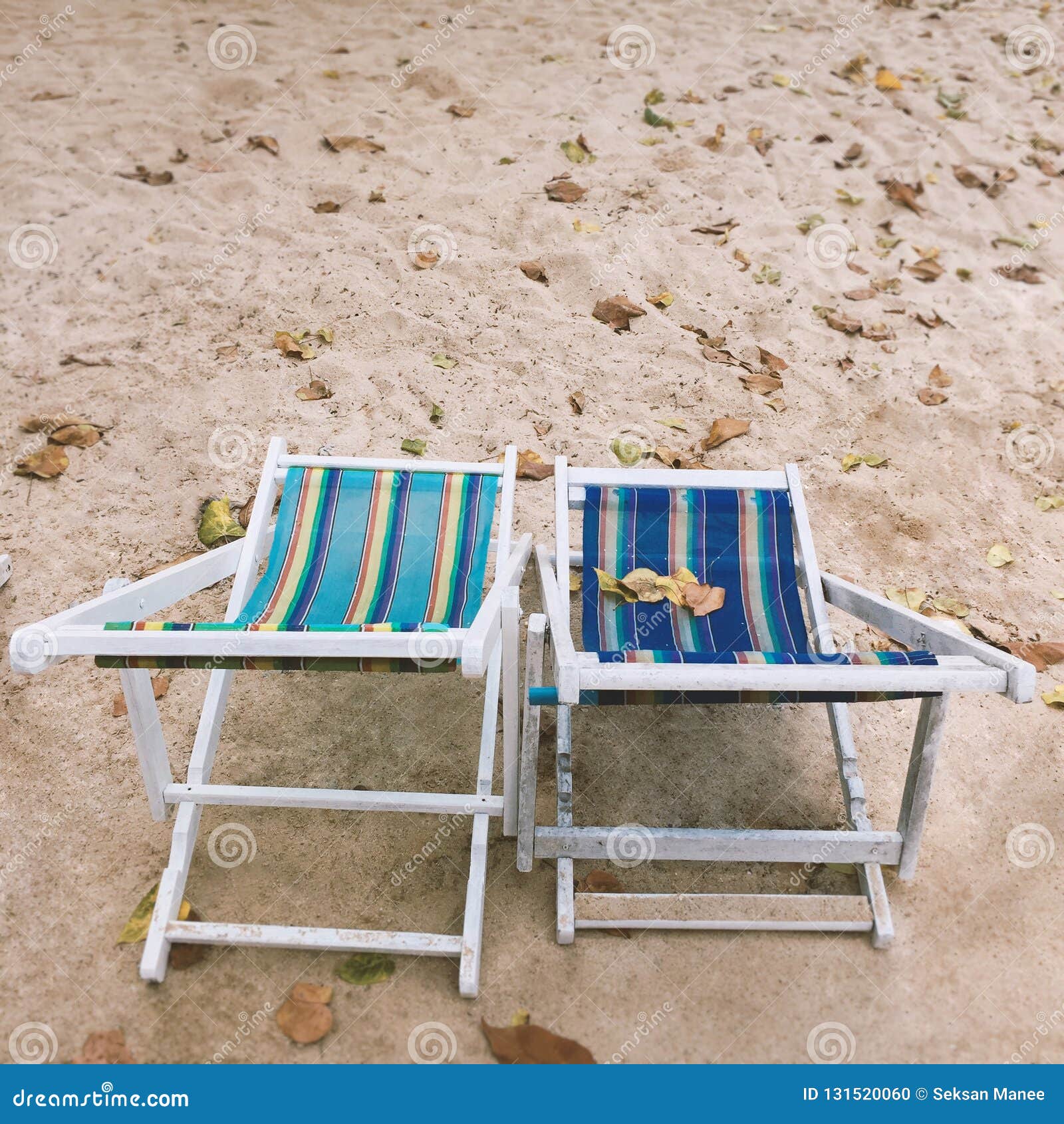 Two Empty Deck Chairs on the Beach, Summer Holiday Concept Stock Photo ...