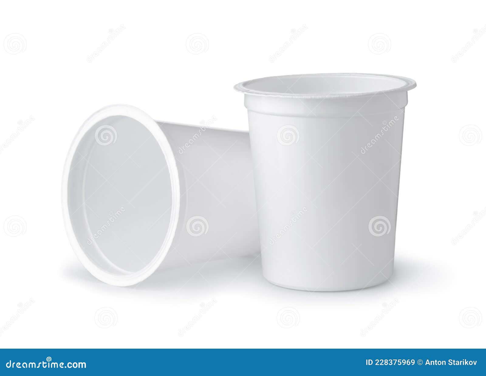 Two Empty Disposable Packaging Dairy Plastic Cups Stock Image - Image ...