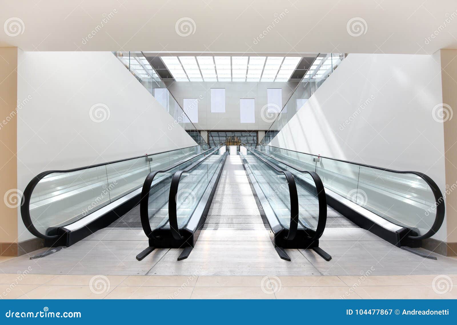 Two Escalators in a Commercial Building Stock Image - Image of facility ...