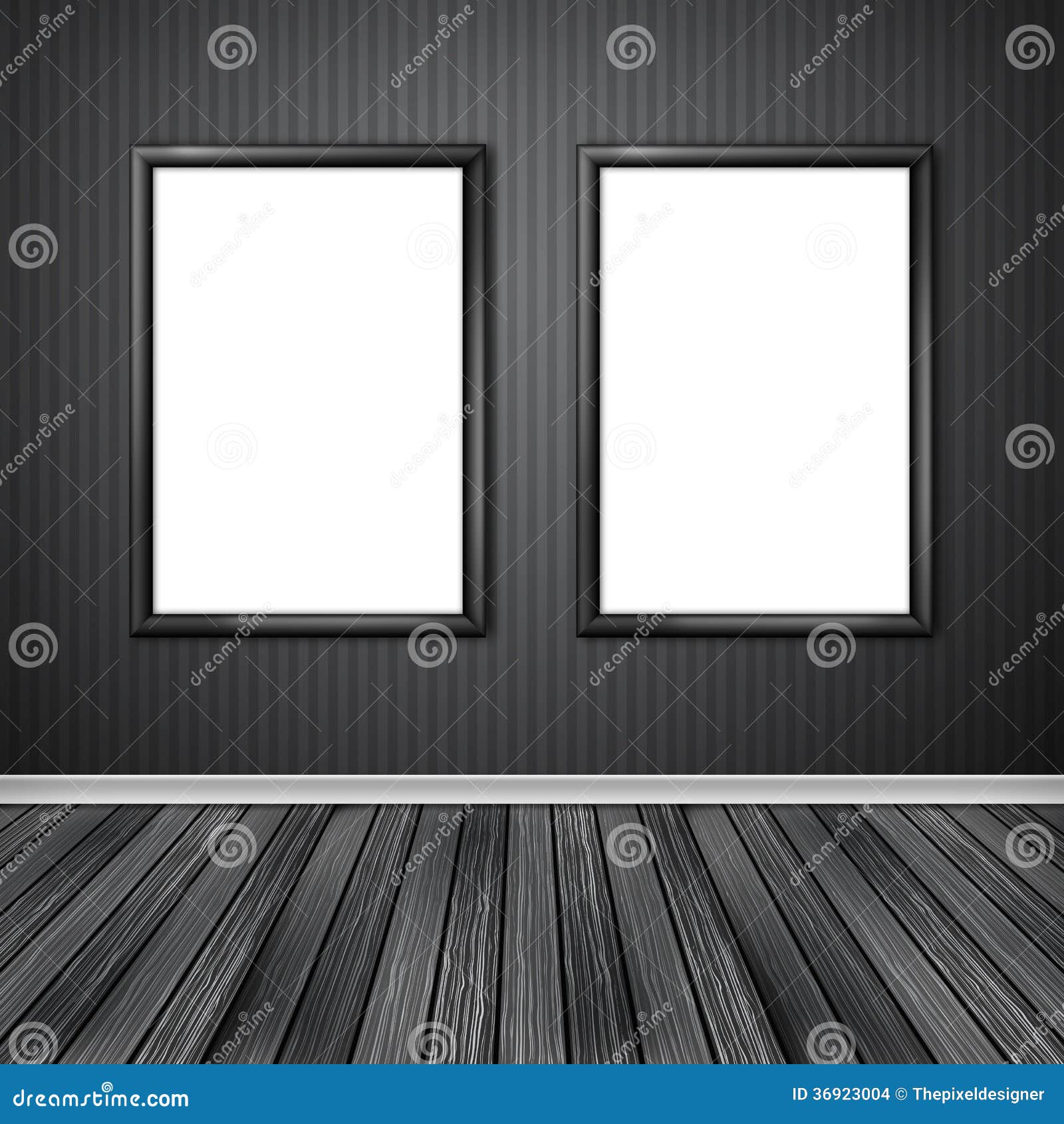 Two empty frames on a wall stock illustration. Illustration of drawing ...
