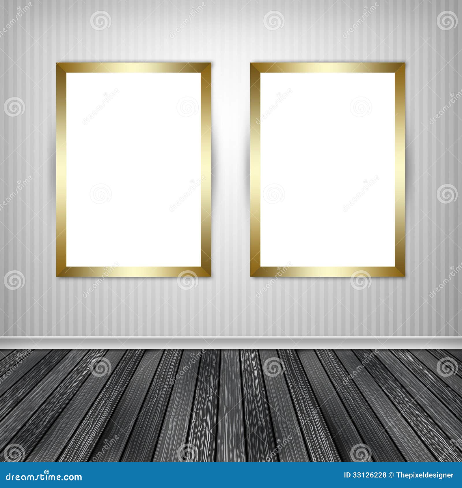 Two empty frames on a wall stock illustration. Illustration of drawing ...