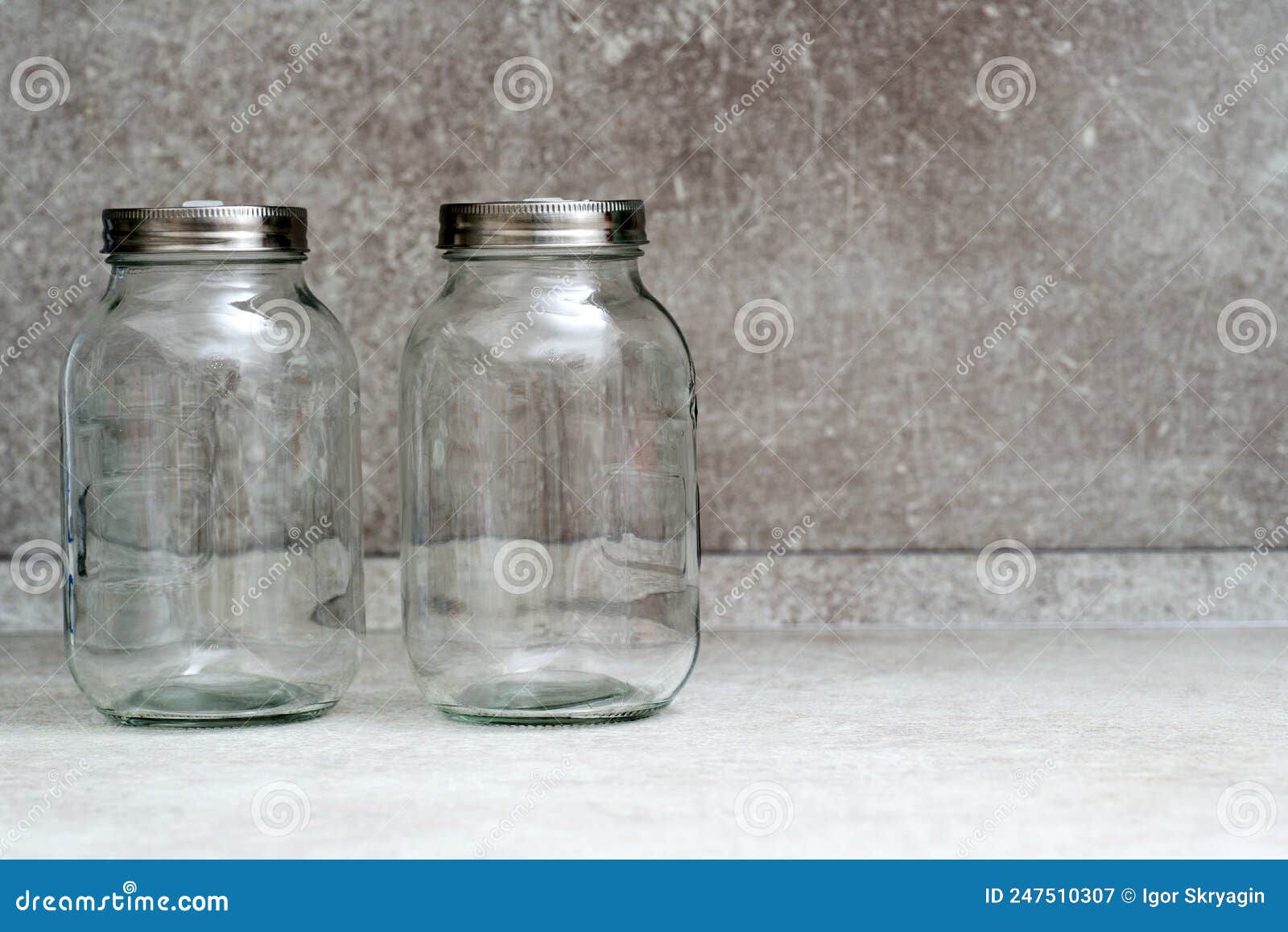 Two Empty Glass Jars with Lids for Fermentation Stock Image - Image of ...