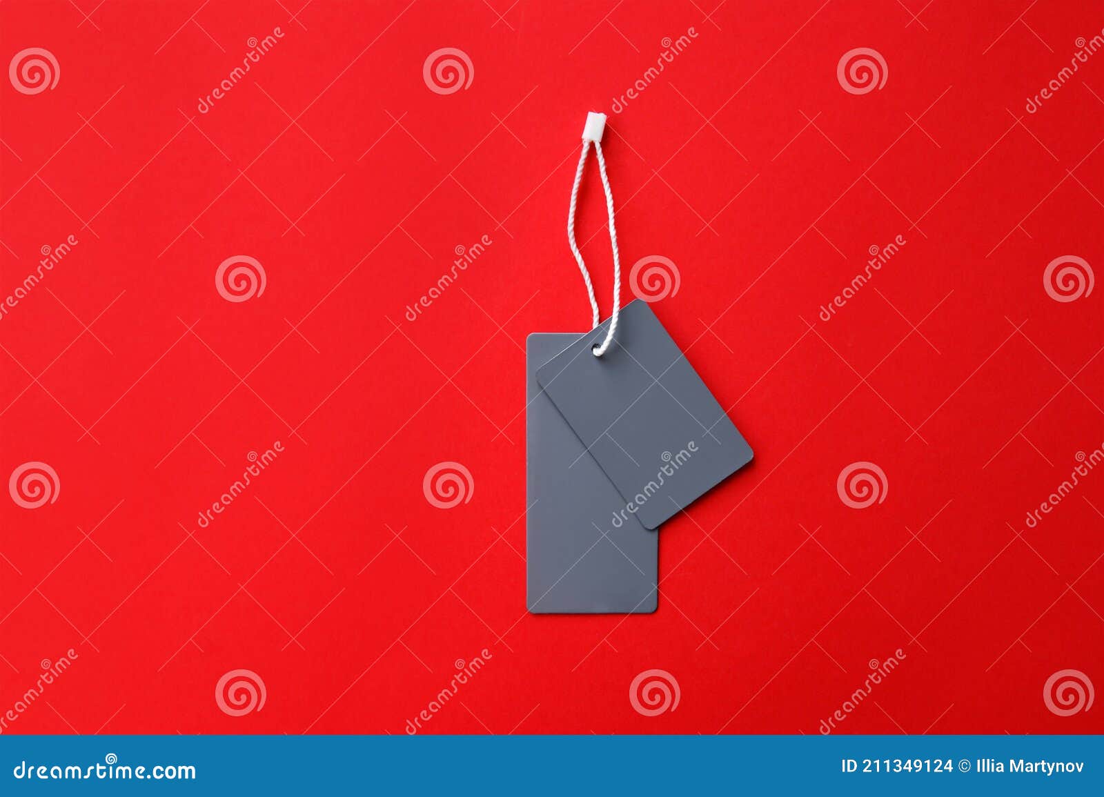 Two Empty Gray Tags on a Red Background. Copy Stock Photo - Image of ...