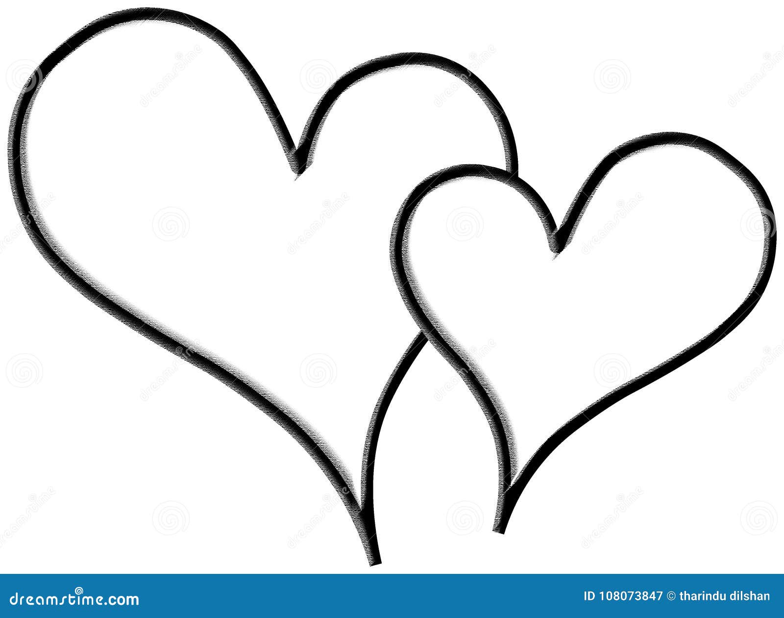 Two Empty Hearts in White Background Stock Illustration - Illustration ...