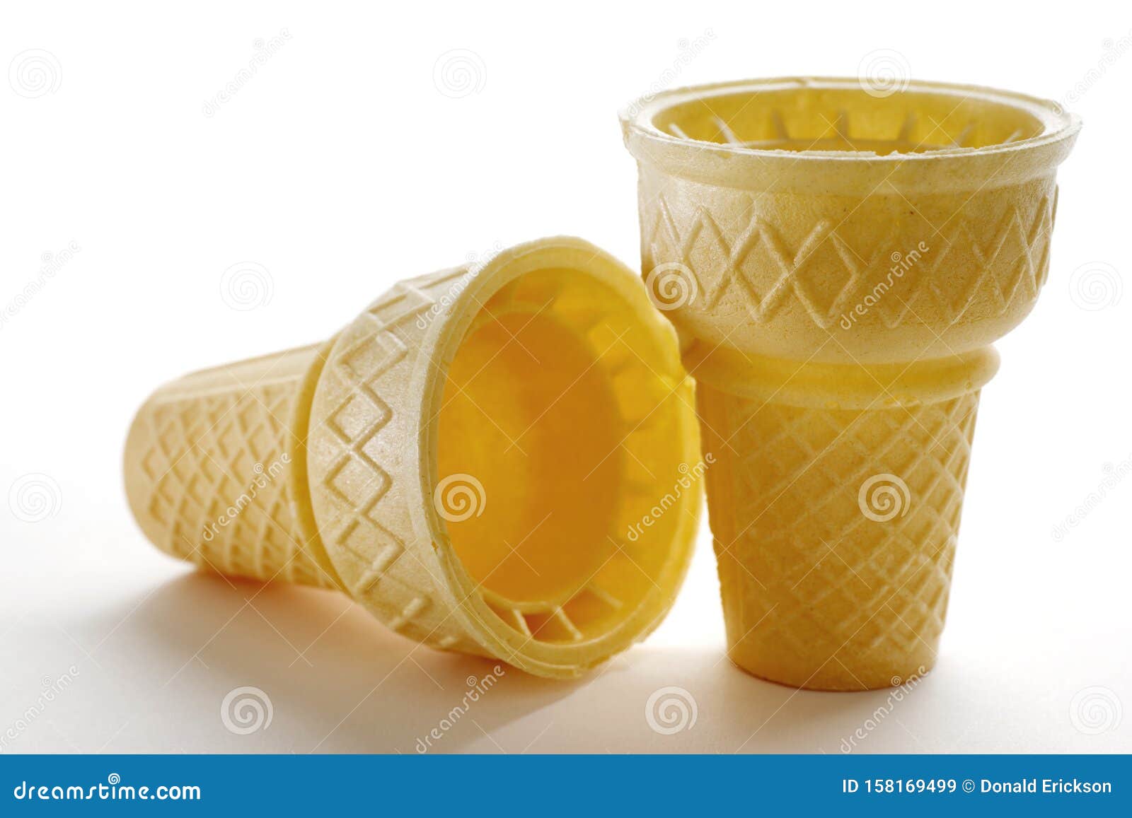 Two Empty Ice Cream Cones stock image. Image of waffle - 158169499