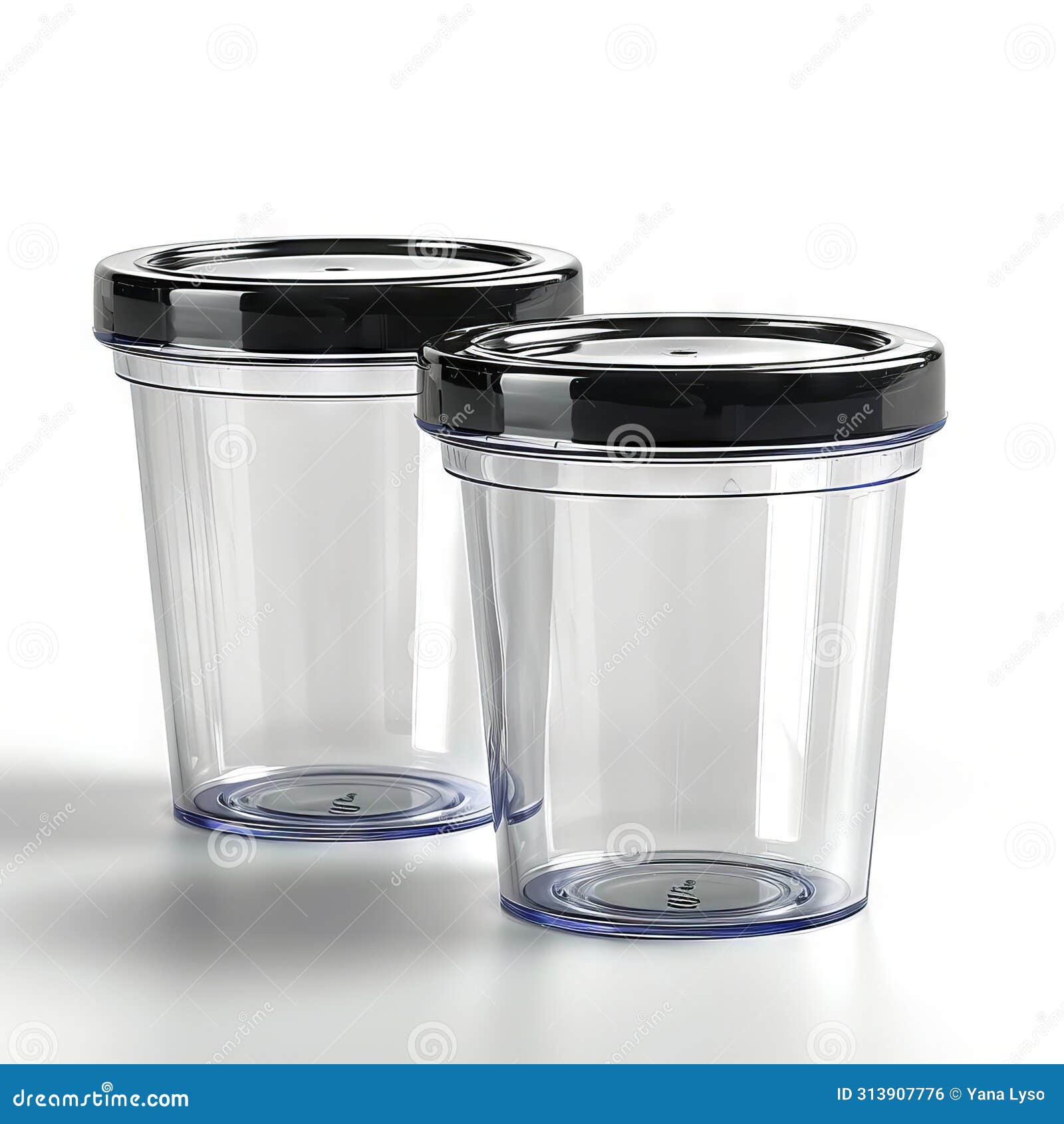 Two Empty Medical Specimen Containers for Urine Analysis. Clear Cups ...
