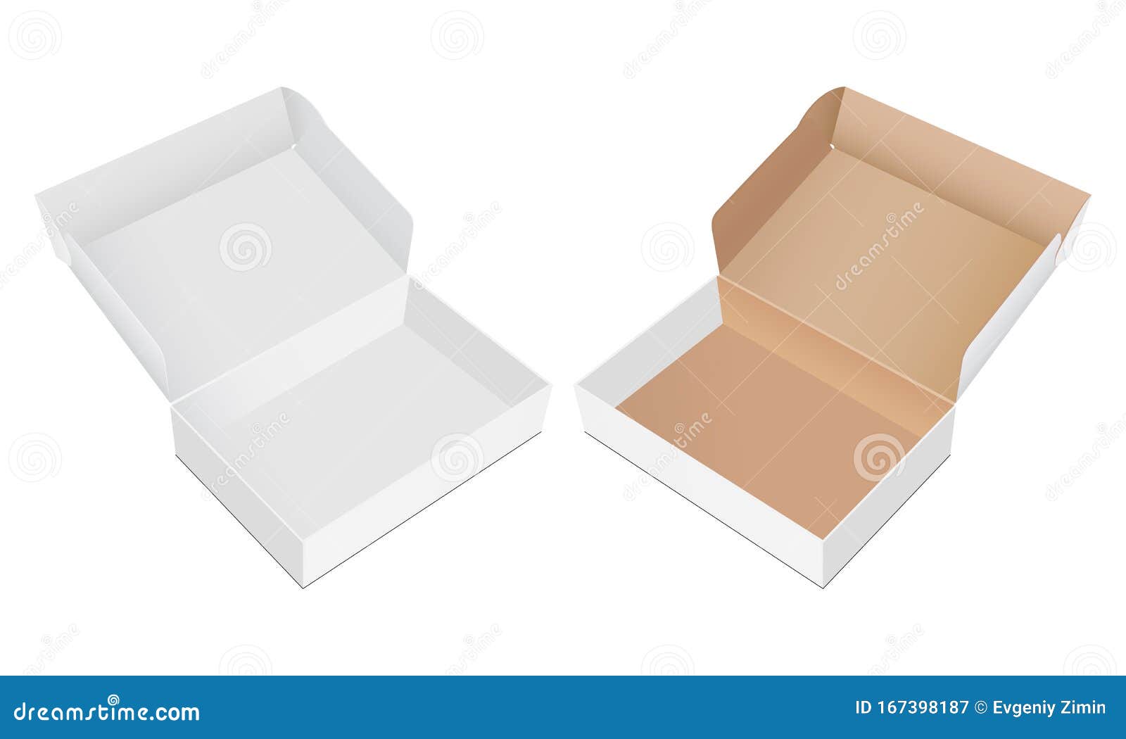 Two Empty Packaging Boxes with Opened Lid Stock Illustration ...