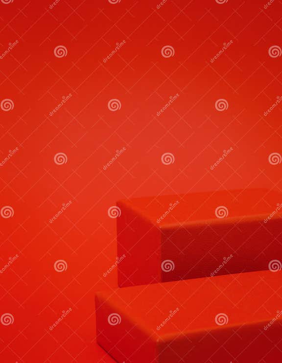 Two Empty Red Rectangular Podiums on Red Background Stock Photo - Image ...