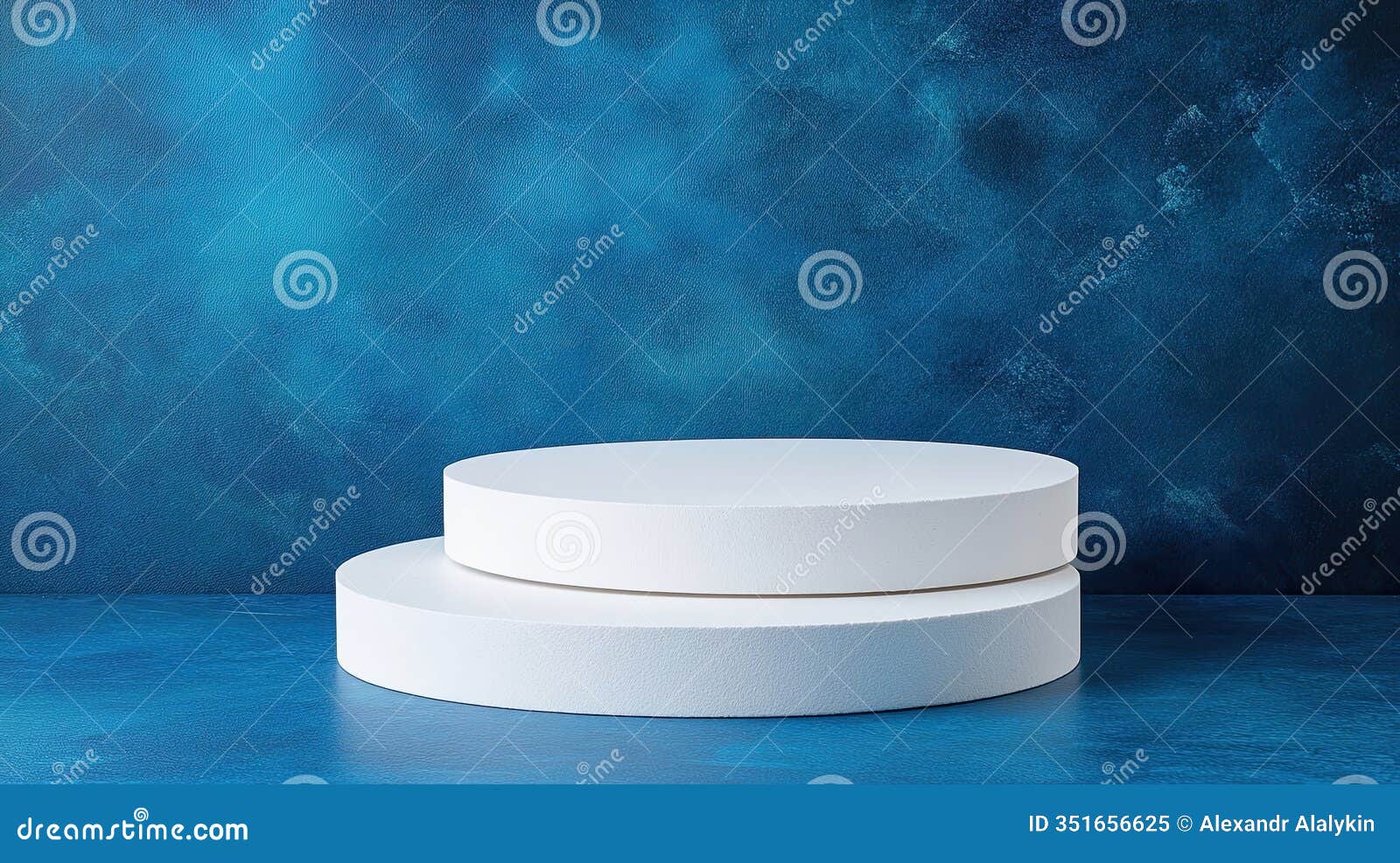 Two Empty Round White Platforms Stacked on Top of Each Other, Decorated ...