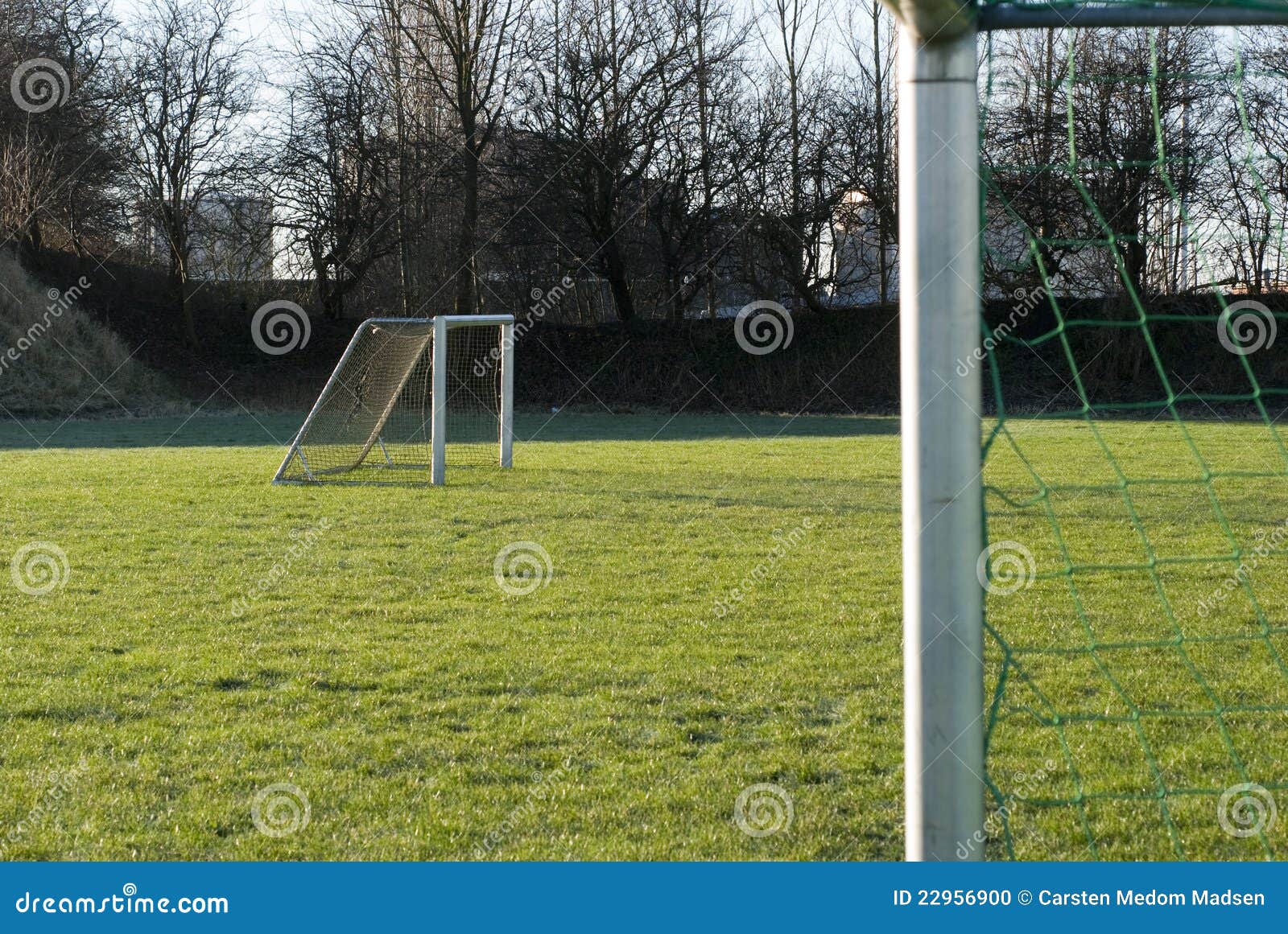 Two empty soccer goals stock photo. Image of football - 22956900