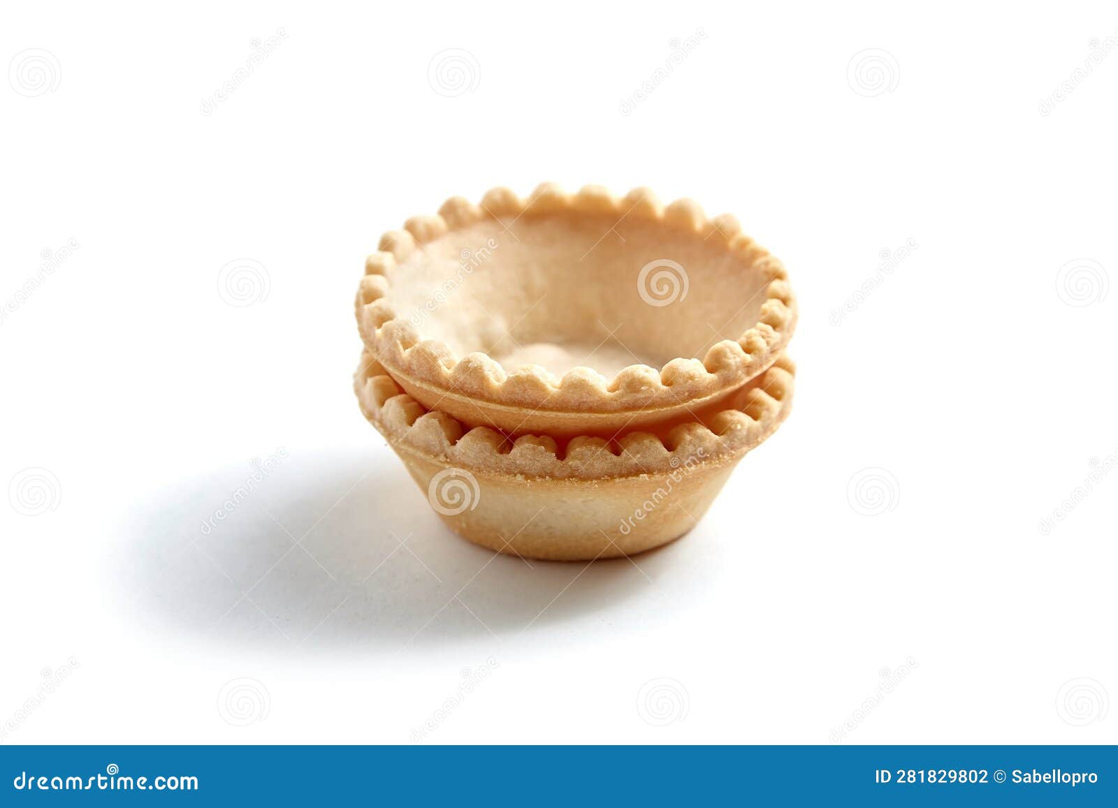 Two Empty Tartlet Shells Isolated on White. Crispy Mini Tart Shells ...