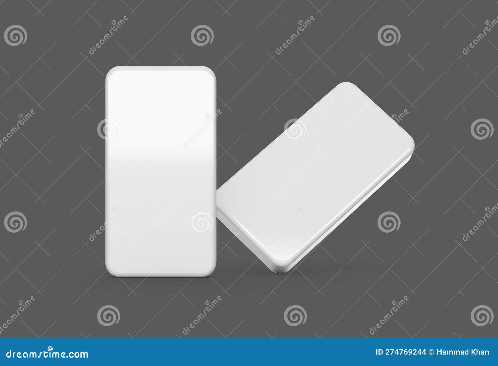 Two Empty White Domino Dice Isolated on Grey Background, 3d ...