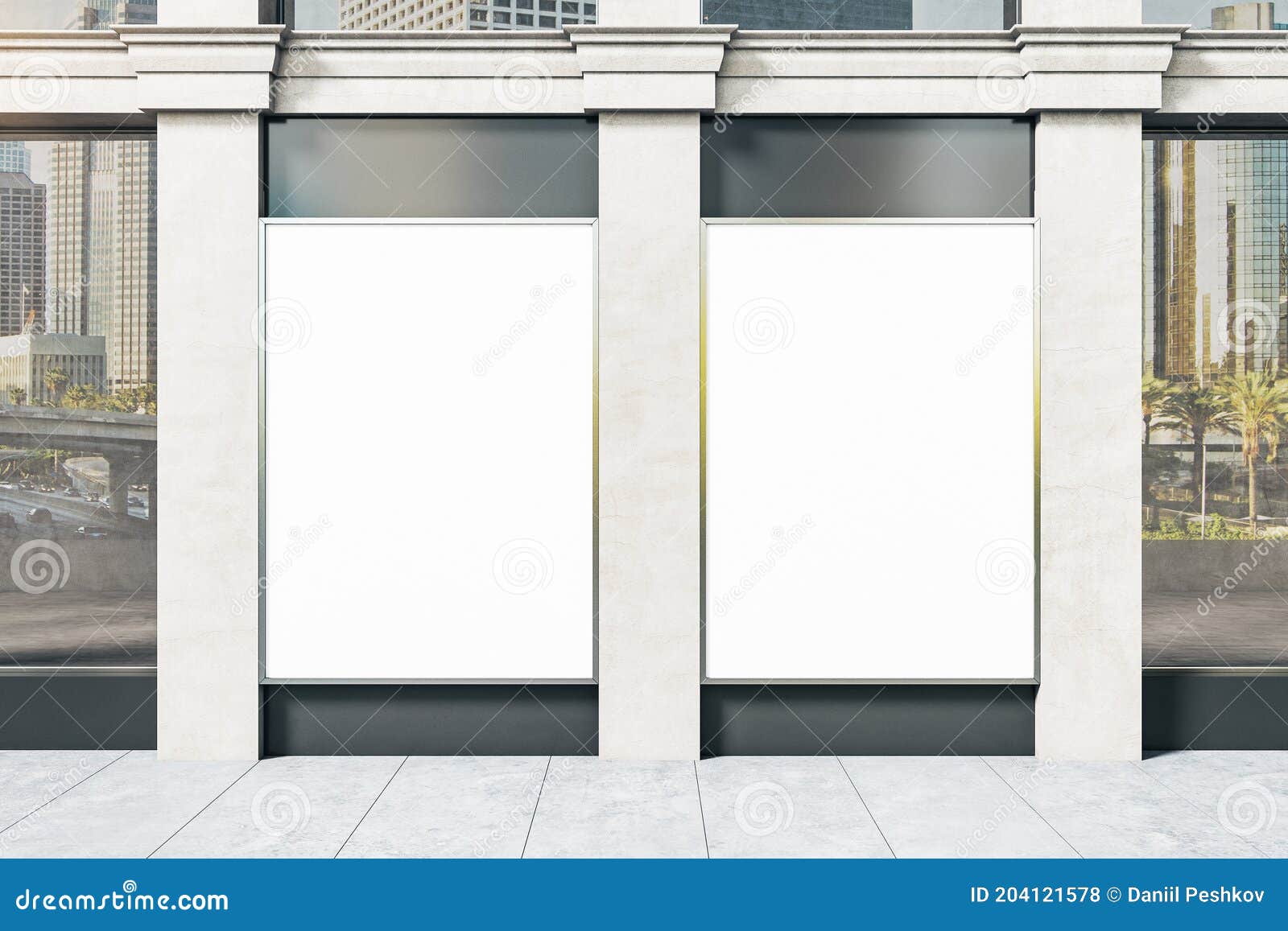 Two Empty White Posters on Wall Stock Illustration - Illustration of ...