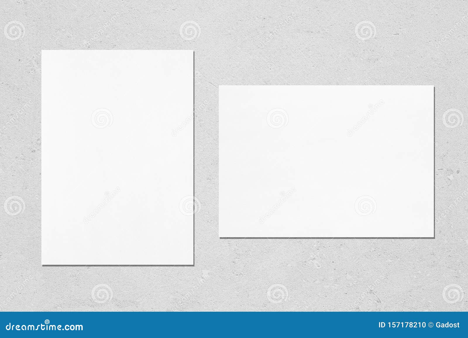 Two Empty White Vertical and Horizontal Rectangle Poster Mockups Stock ...