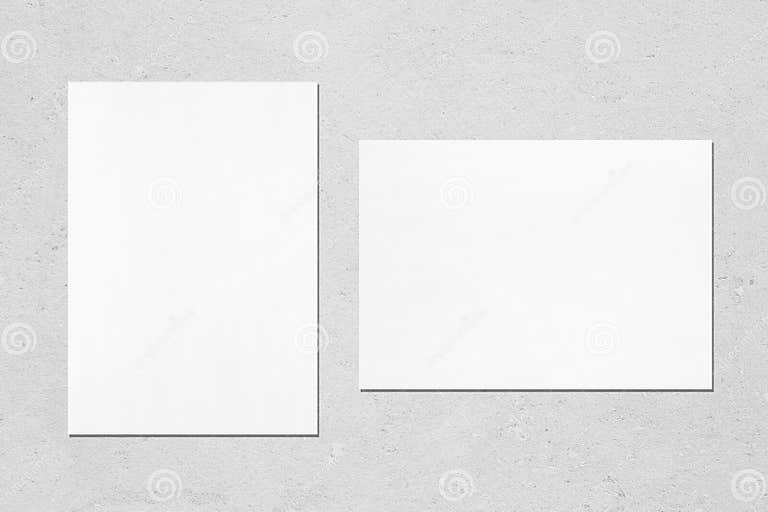 Two Empty White Vertical and Horizontal Rectangle Poster Mockups Stock ...