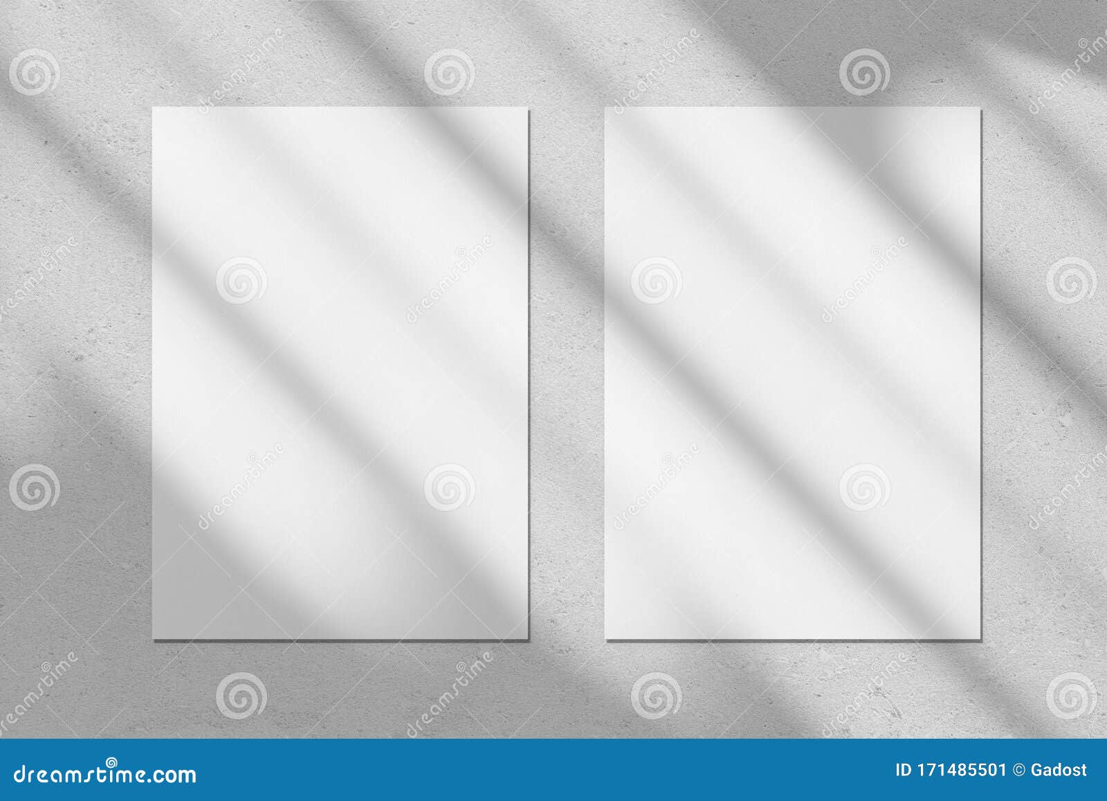Two Empty White Vertical Rectangle Poster Mockup with Diagonal Window ...