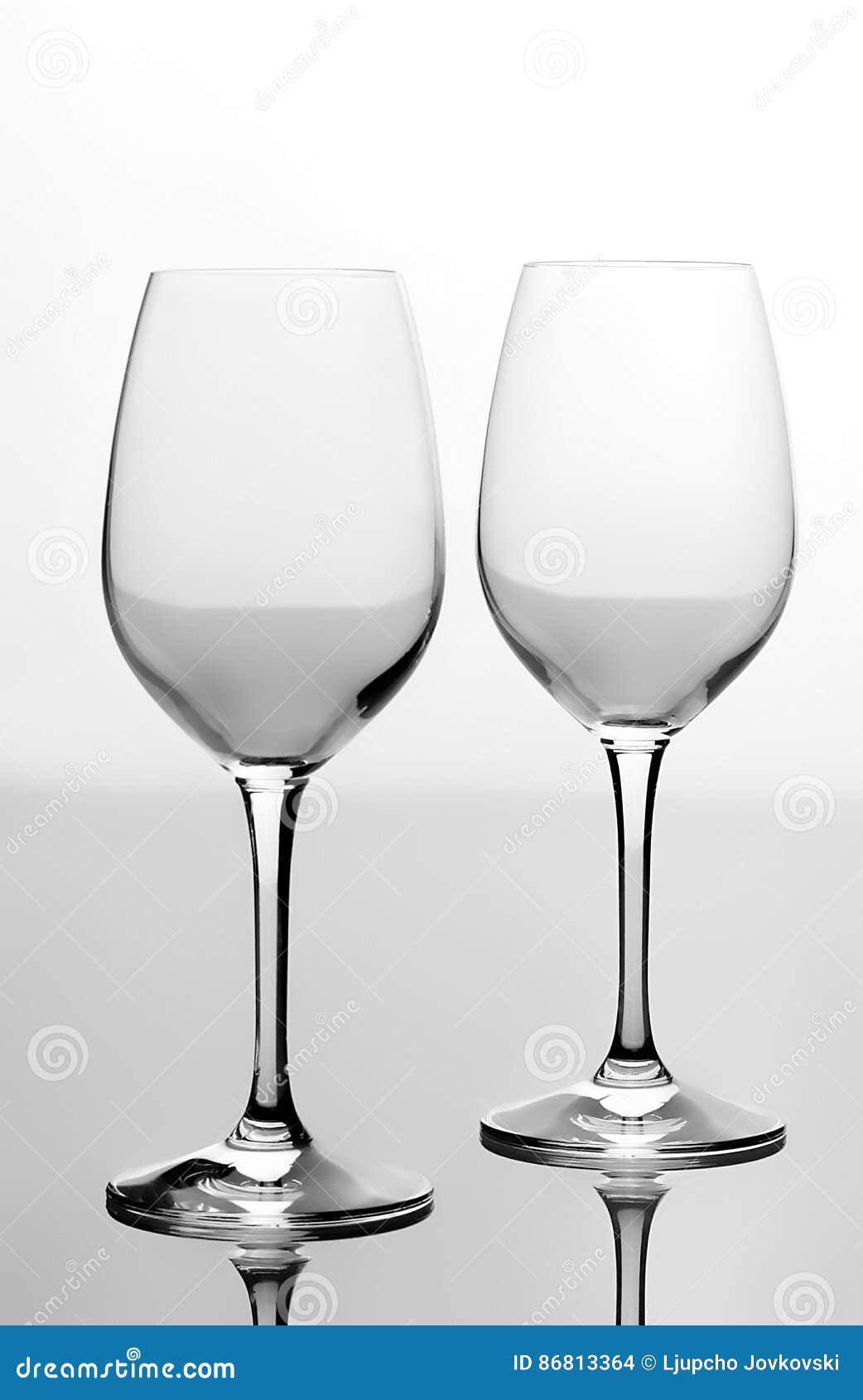 Two empty wine glasses stock photo. Image of style, clean - 86813364