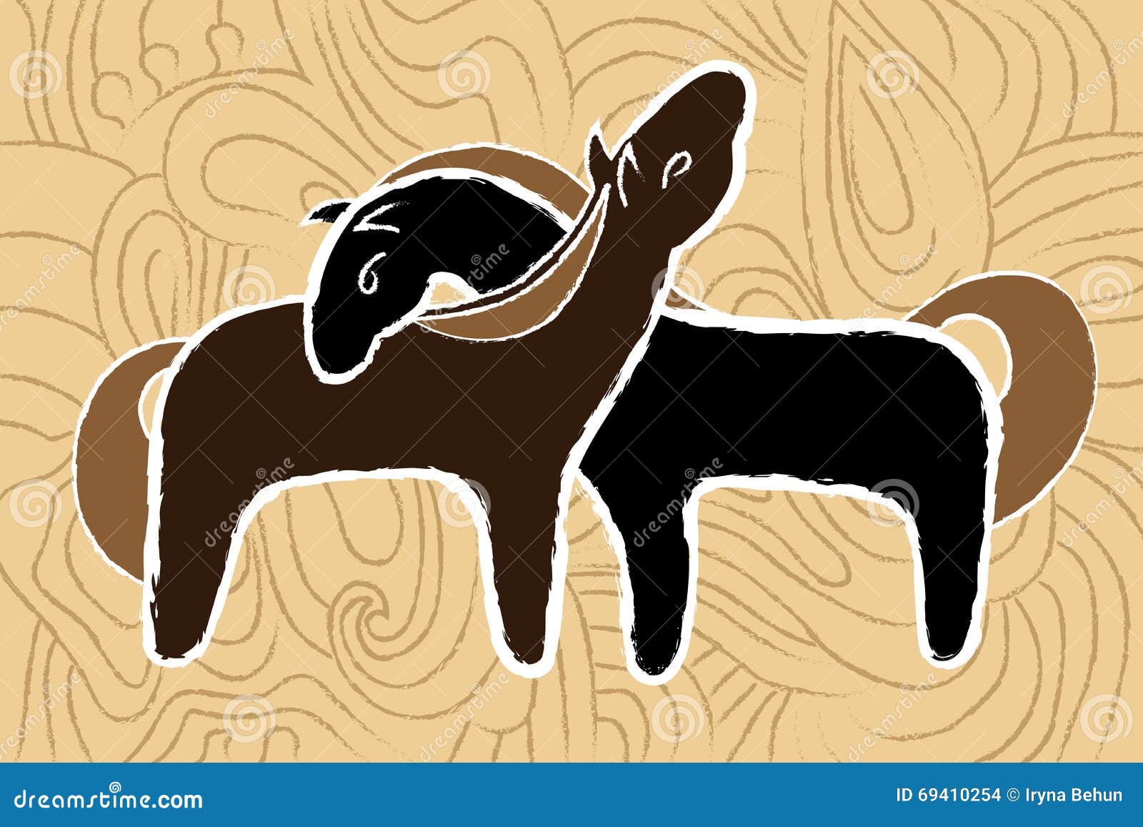 Pair Of Primitive Man And Woman Dressed In Fur Clothes And Standing ...