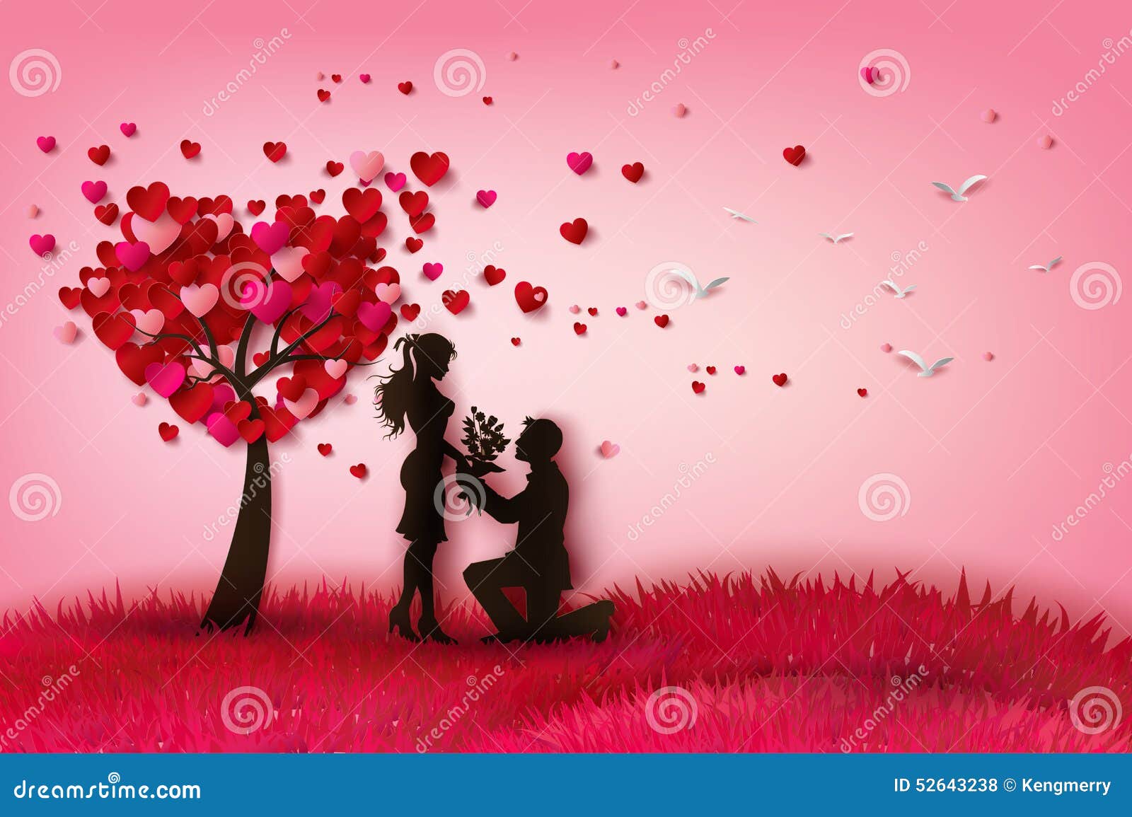 Two Enamored Under a Love Tree Stock Vector - Illustration of design ...