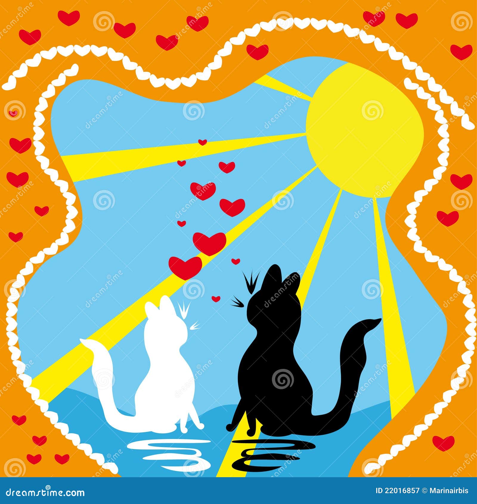 Two enamoured cats stock vector. Illustration of doodle - 22016857