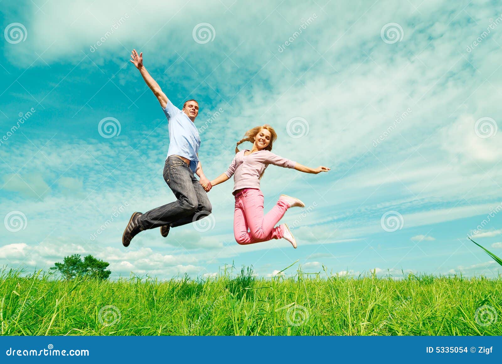 Two enamoured jump stock photo. Image of activity, beauty - 5335054