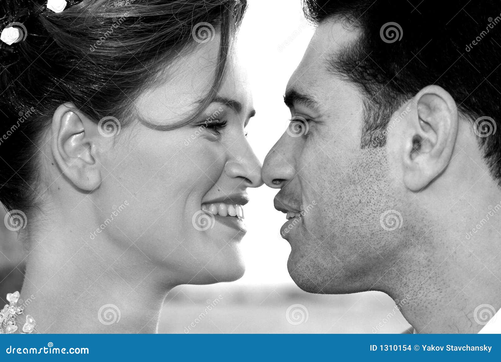 Two enamoured. Kiss stock photo. Image of bride, happy - 1310154