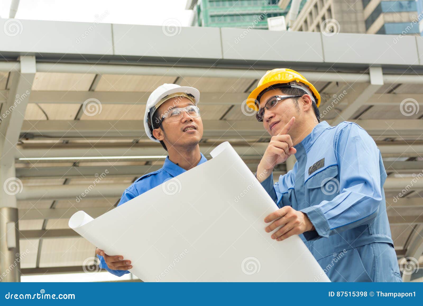 Two Engineer or Architect Discuss Stock Photo - Image of management ...