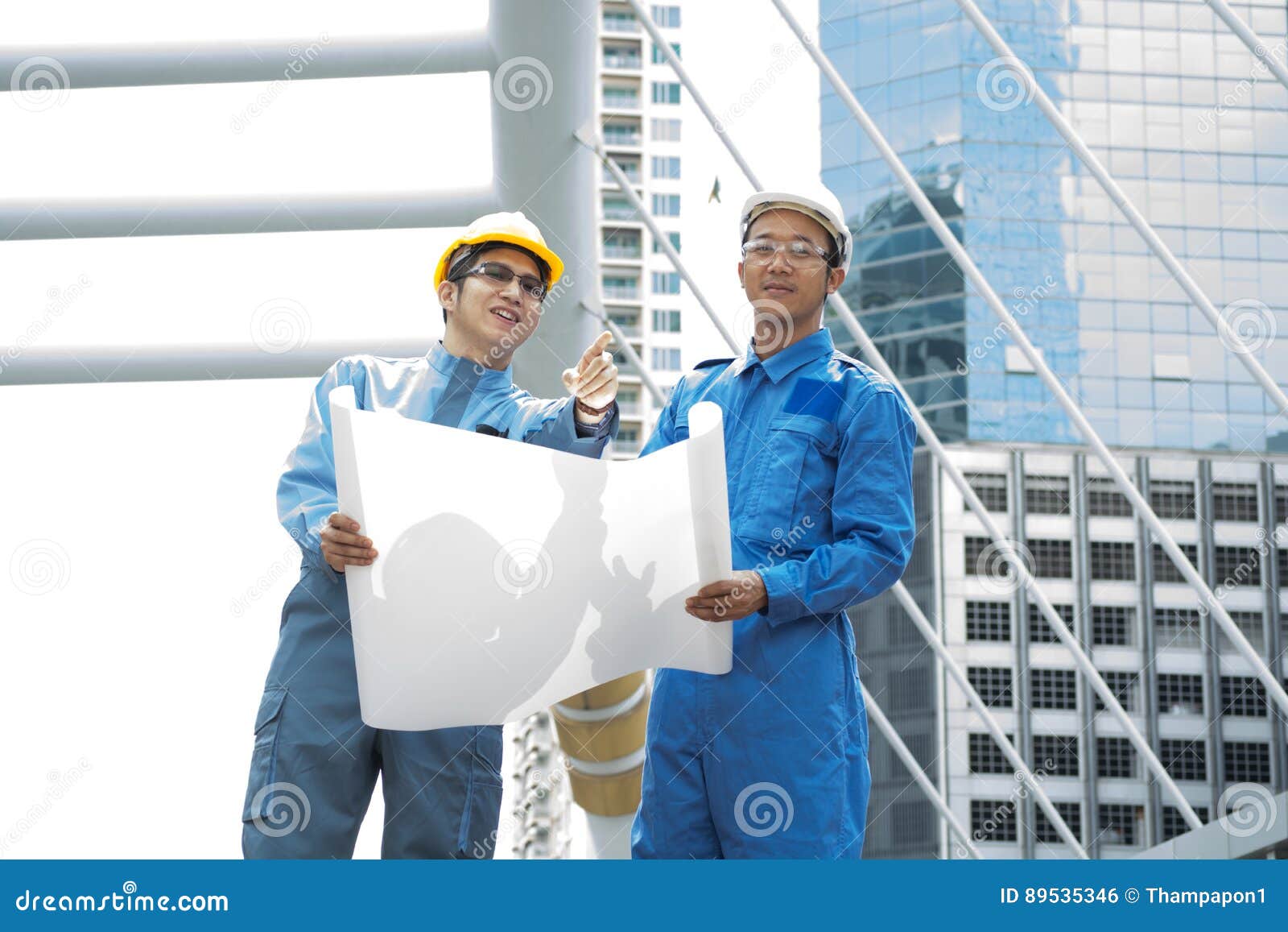 Two Engineer or Architect Discuss on Modern Building Project at Stock ...