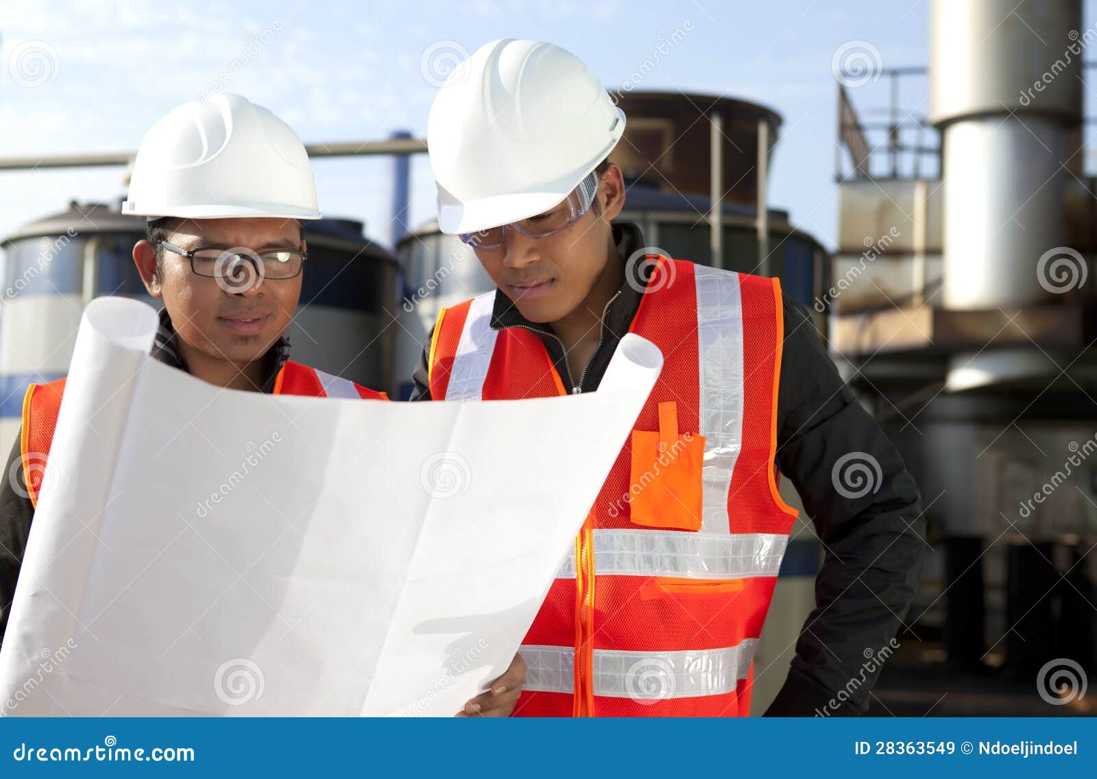 Two Engineer on Location Site Disscution Stock Image - Image of safety ...