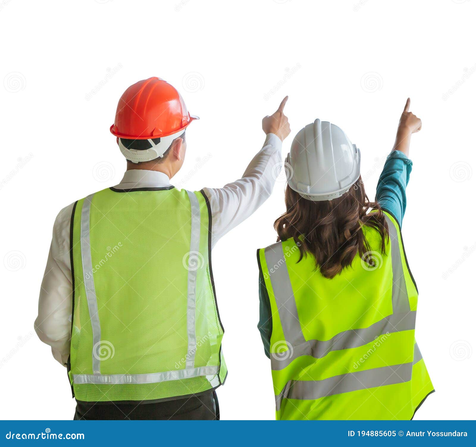 Engineer Team Male and Female Discussing on Construction Isolated on ...