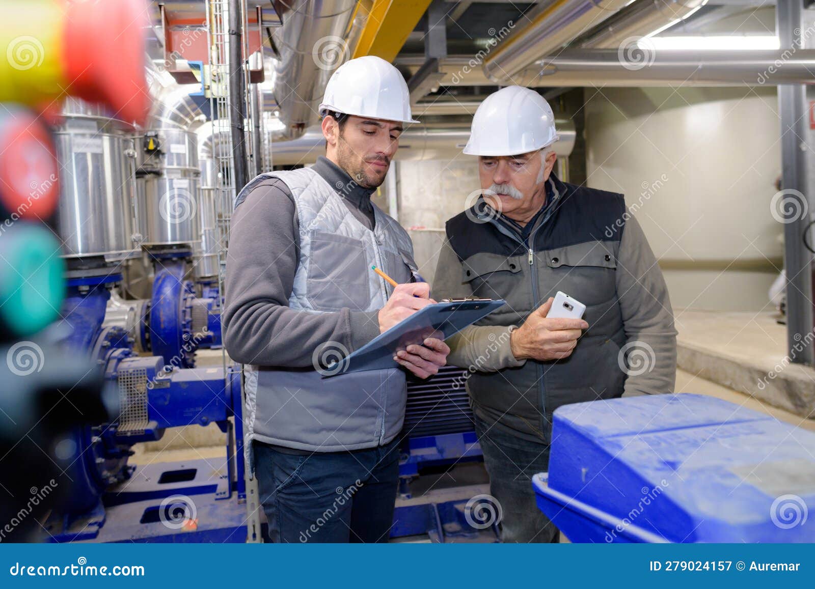 Two Engineer Working in Boiler Room Stock Image - Image of factory ...