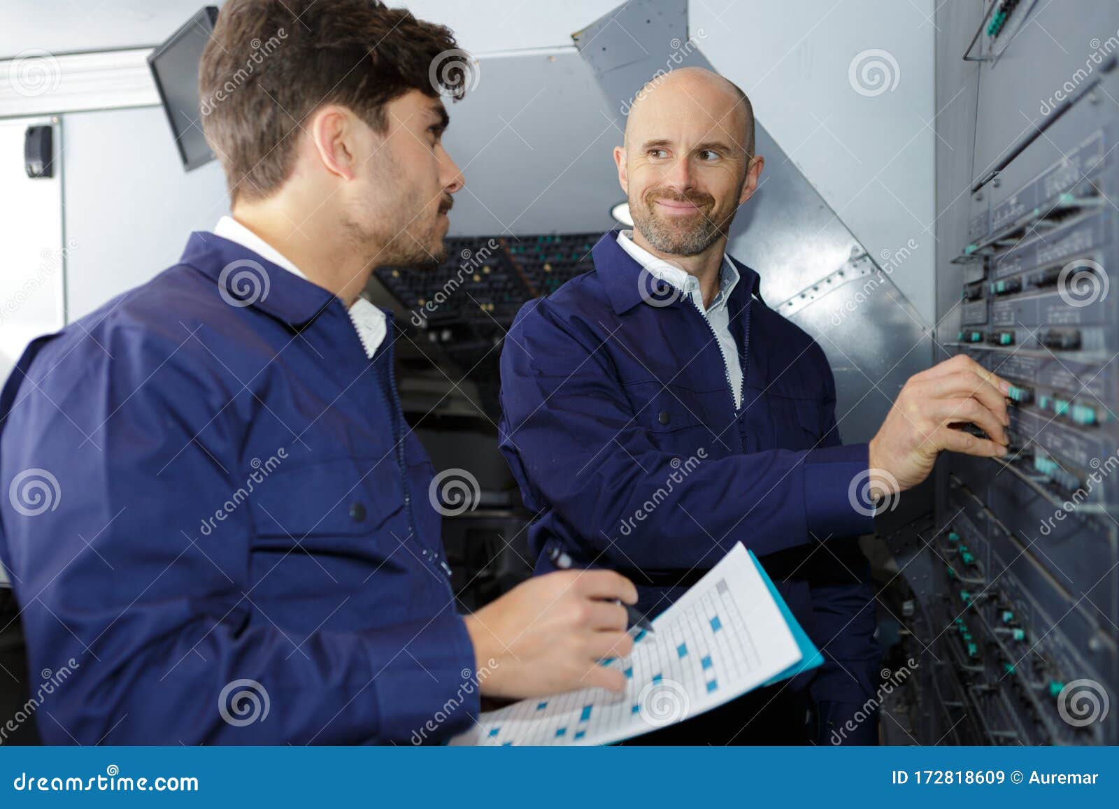 Two Engineering Control Room Checking Process Stock Image - Image of ...
