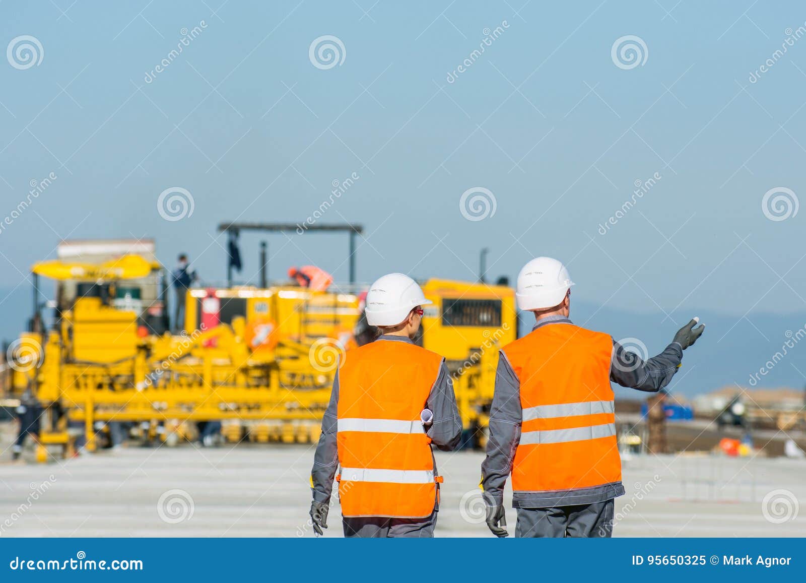 Two Engineers at Airport Runway Stock Image - Image of control, paper ...