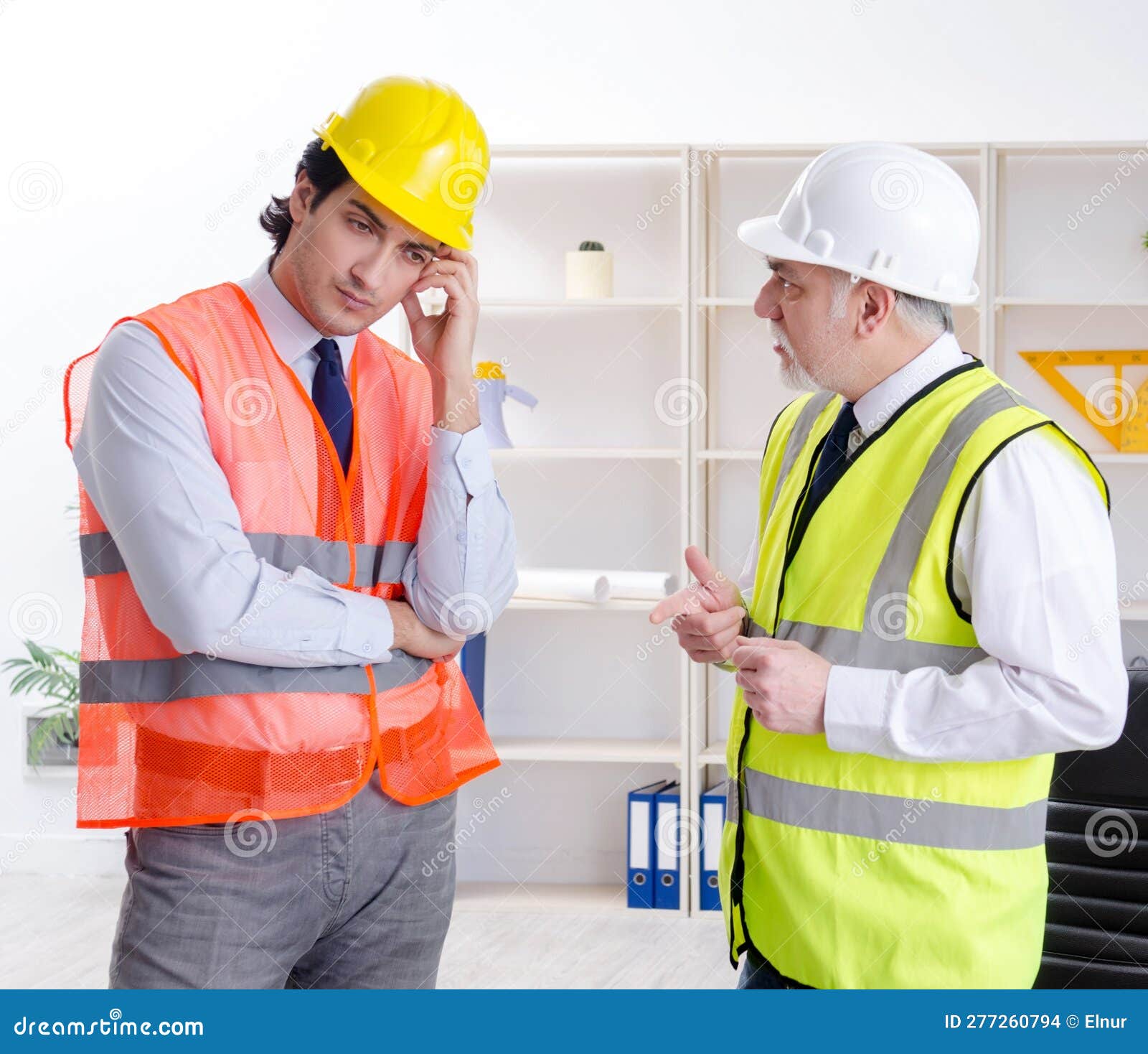 Two Engineers Colleagues Working Under Project Stock Photo - Image of ...